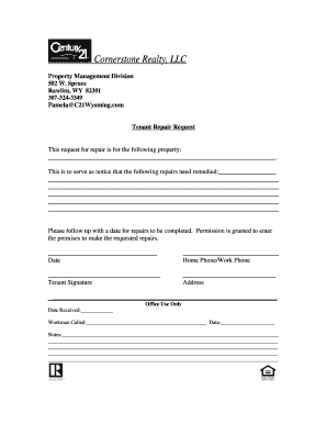 Fillable Online Tenant Repair Request Fax Email Print - pdfFiller