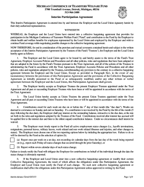 Fillable Online Interim Participation Agreement - mctwf.com Fax Email ...