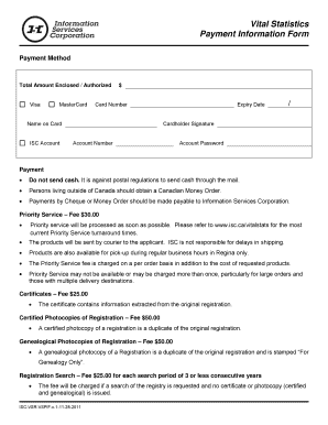 Fillable Online kopans Vital Statistics Payment Information Form Fax Email Print - pdfFiller