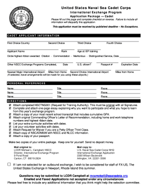 Fillable Online Application Package Cadet Fax Email Print - pdfFiller