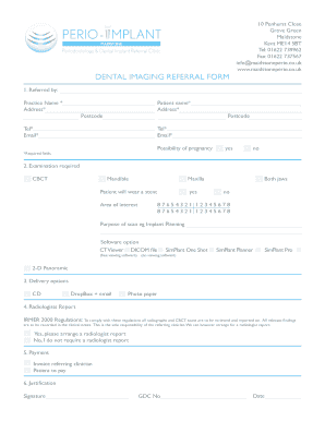 Fillable Online maidstoneperio co DeNTAl IMAGING RefeRRAl fORM ...