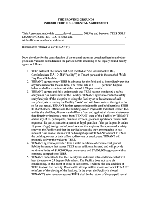 Fillable Online INDOOR FIELD RENTAL AGREEMENT - The Proving Grounds Fax ...