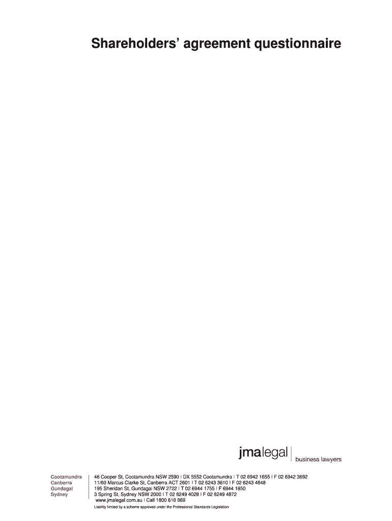 Fillable Online Shareholders agreement questionnaire Fax Email Print ...