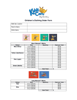 Fillable Online Childrens Clothing Order Form - Kiddi Caru Fax Email ...
