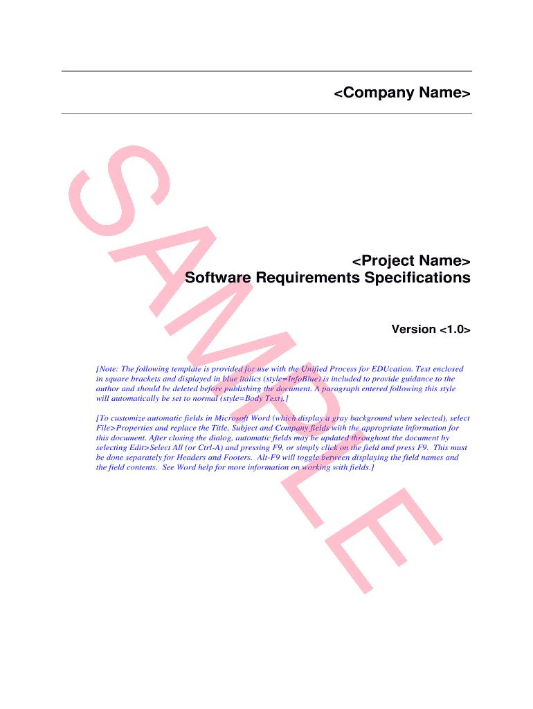 Fillable Online Software Requirements Specifications Fax Email Print ...