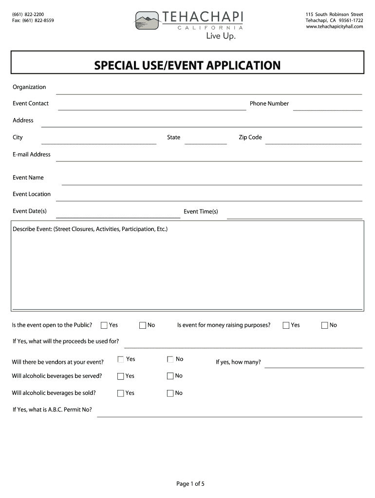 Fillable Online SPECIAL USE/EVENT APPLICATION - CivicPlus Fax Email Print - pdfFiller