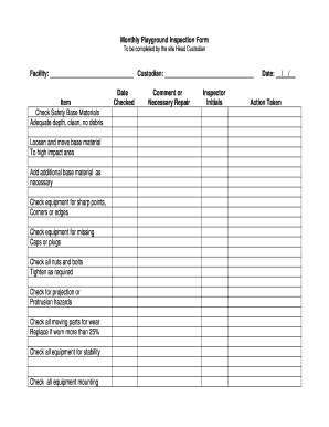 Fillable Online educatorseyes Monthly Playground Inspection Form To be ...