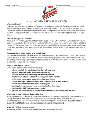 Fillable Online metadot vigoschools LINK CREW bAPPLICATIONb Fax Email ...