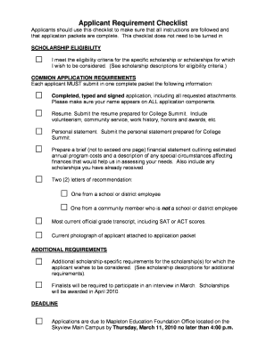 Fillable Online mef mapleton Applicant Requirement Checklist - Mapleton ...