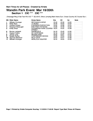 Fillable Online Start Times for all Phases - Created by Ktrials Fax ...