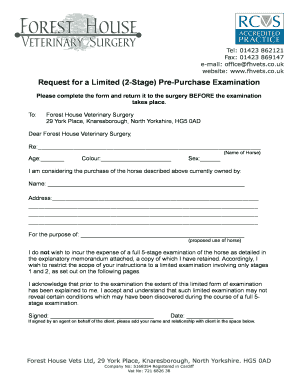 Fillable Online fhvets co Request for a Limited (2-Stage) Pre-Purchase ...