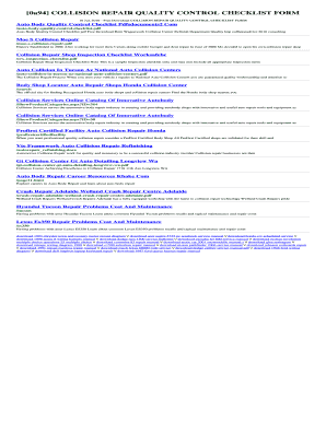 Fillable Online 172 110 27 COLLISION REPAIR QUALITY CONTROL CHECKLIST ...