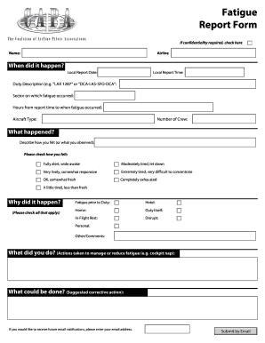 Fillable Online capapilots Fatigue Report Form - Coalition of Airline ...