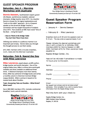 Fillable Online GUEST SPEAKER PROGRAM - naplesbridgeplay.com Fax Email ...