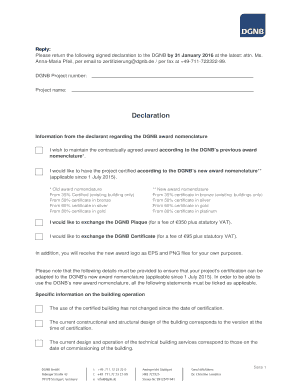 Fillable Online dgnb-system Declaration - DGNB System Fax Email Print ...