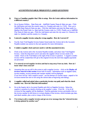 Fillable Online ACCOUNTS PAYABLE FREQUENTLY ASKED QUESTIONS Fax Email ...