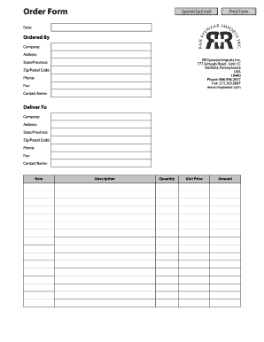 Fillable Online Order Form - R&R Eyewear Fax Email Print - pdfFiller