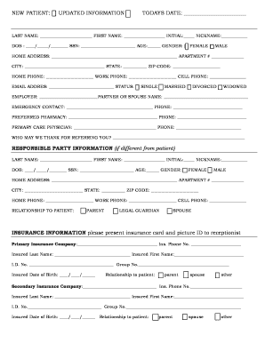 Fillable Online NEW PATIENT: UPDATED INFORMATION Fax Email Print - pdfFiller