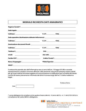 Fillable Online molpass MODULO RICHIESTA DATI ANAGRAFICI - molpass.it ...
