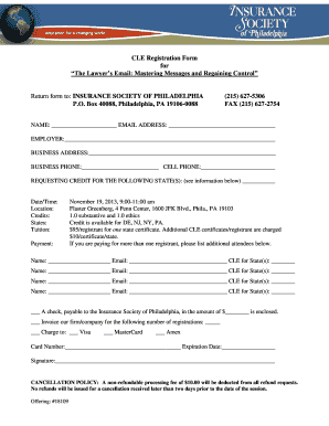 Fillable Online CLE Registration Form for The Lawyers Email: Mastering ...