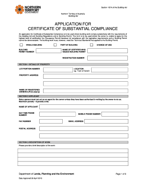 Fillable Online Application for Certificate of Substantial Compliance ...