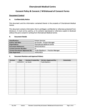 Fillable Online cherrybrookmedicalcentre co Consent Policy & Consent ...