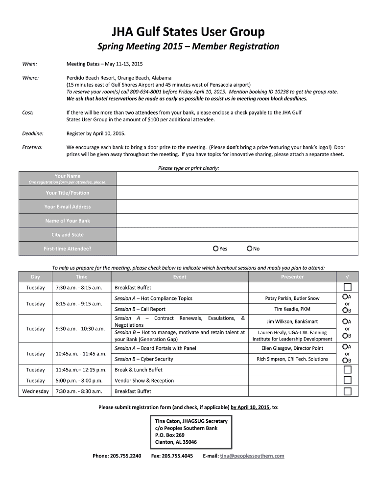 Fillable Online JHA Gulf States User Group - jhagsug.com Fax Email ...