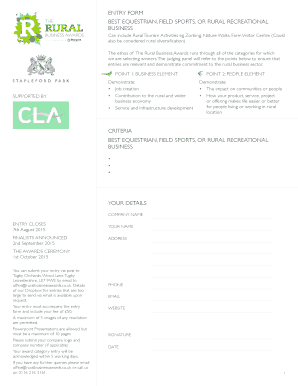 Fillable Online ruralbusinessawards co ENTRY FORM BEST EQUESTRIAN ...