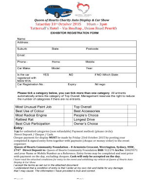 Fillable Online queenofhearts org EXHIBITOR REGISTRATION FORM - Queen ...