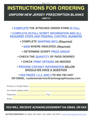 Fillable Online INSTRUCTIONS FOR ORDERING - Action Graphics USA.com Fax ...