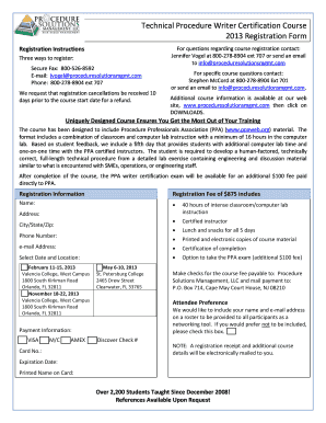 Fillable Online Technical Procedure Writer Certification Course Fax ...