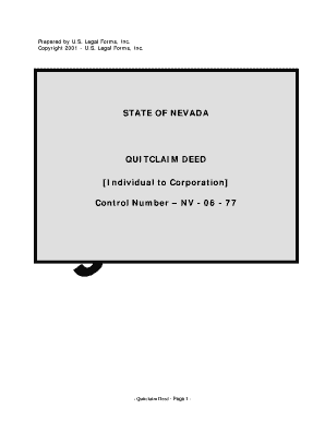 Fillable Online STATE OF NEVADA QUITCLAIM DEED Individual to ...
