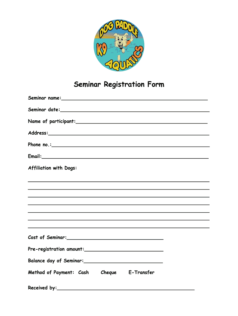 Fillable Online Seminar Registration Form Seminar name: Seminar date ...