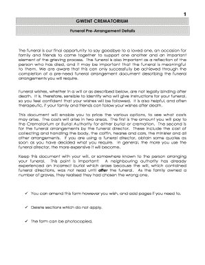 Fillable Online GWENT CREMATORIUM Fax Email Print - pdfFiller