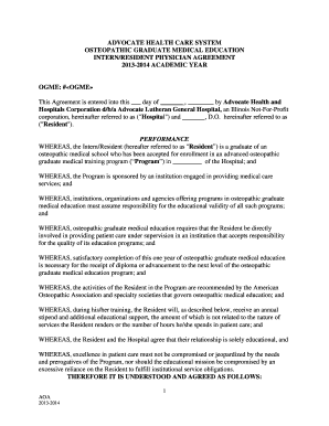 Fillable Online ADVOCATE HEALTH CARE SYSTEM OSTEOPATHIC GRADUATE ...