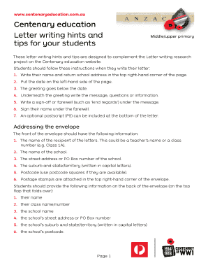 Fillable Online Letter writing hints and tips for students Fax Email ...
