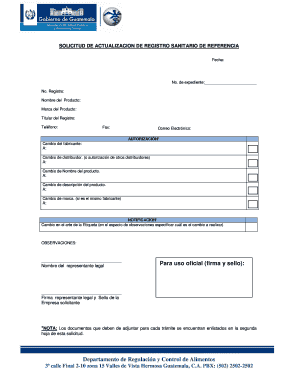 Fillable Online portal mspas gob SOLICITUD DE ACTUALIZACION DE REGISTRO ...