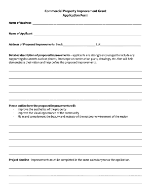 Fillable Online Commercial Property Improvement Grant Application Form ...