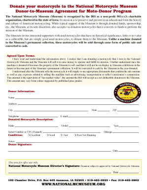 Fillable Online Donate your motorcycle to the National Motorcycle ...