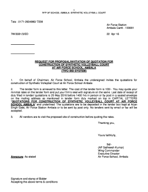 Fillable Online REQUEST FOR PROPOSAL/INVITATION OF QUOTATION FOR ...