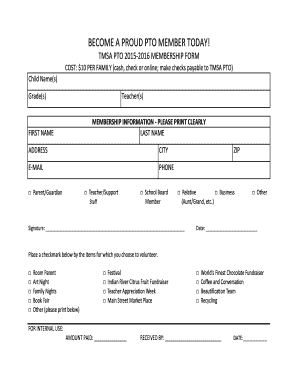 Fillable Online tmsa BECOME A PROUD PTO MEMBER TODAY! - tmsa.org Fax ...