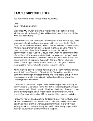 Missions Support Letter Template - Infoupdate.org