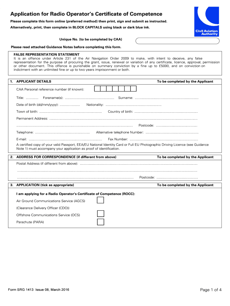 Fillable Online Application for Radio Operators Certificate of ...