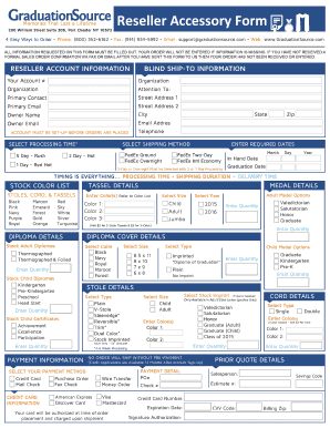Fillable Online Reseller Accessory Form - GraduationSource Fax Email ...