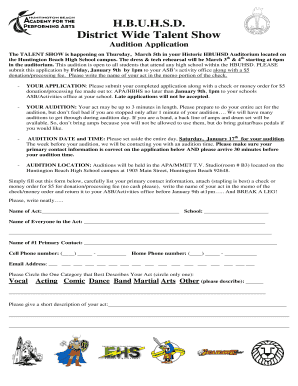 Fillable Online Talent Show Audition Application Fax Email Print ...