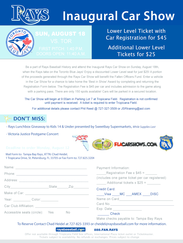 Fillable Online Inaugural Car Show - floridacorvetteclub.com Fax Email ...