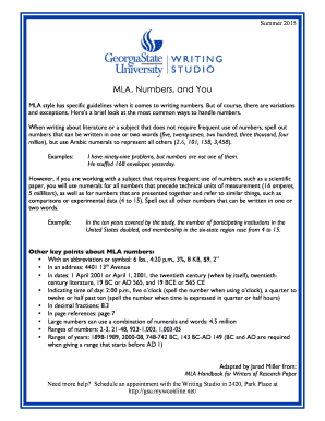 Fillable Online MLA, Numbers, and You Fax Email Print - pdfFiller