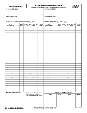 Fillable Online apd army MEDICAL RECORD - ALLERGY IMMUNOTHERAPY RECORD ...