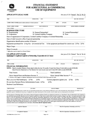 Fillable Online FINANCIAL STATEMENT FOR AGRICULTURAL & COMMERCIAL USE ...