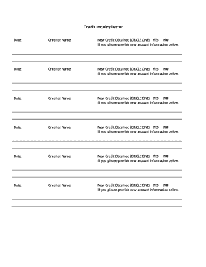 Fillable Online Credit Inquiry Letter - bsmdirect.com Fax Email Print ...